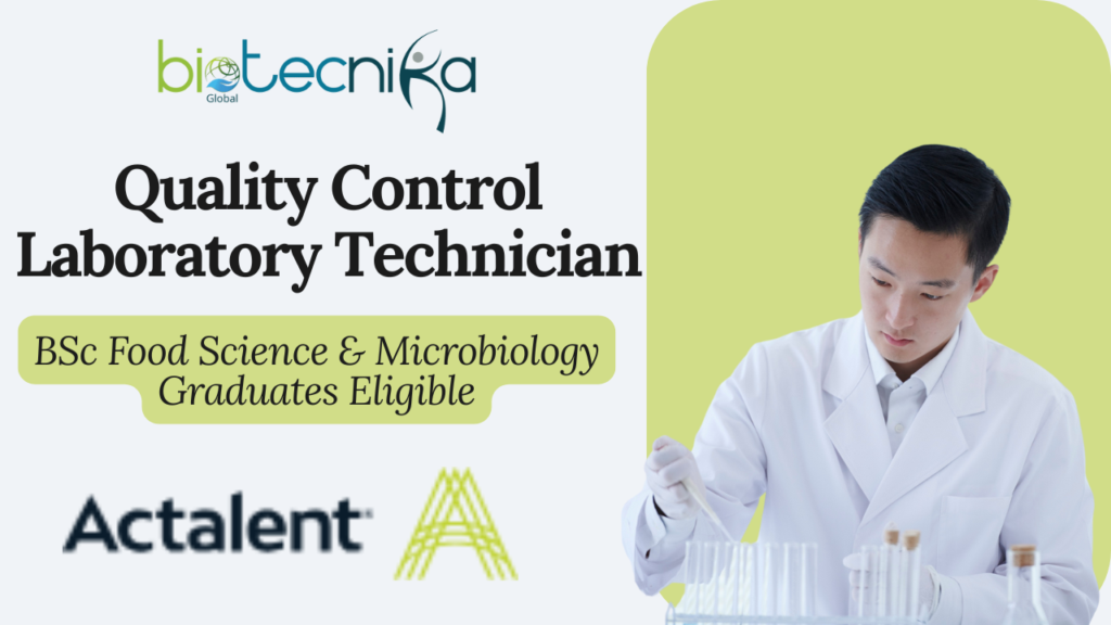 QC Lab Technician Job at Actalent – BSc Food Science, or Micro