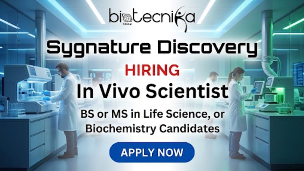 Life Science Jobs In UK | In Vivo Scientist at Sygnature Discovery