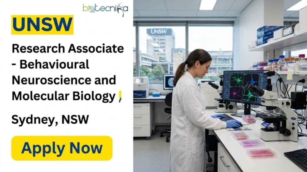 Research Associate Job at UNSW Sydney | Molecular Biology Role